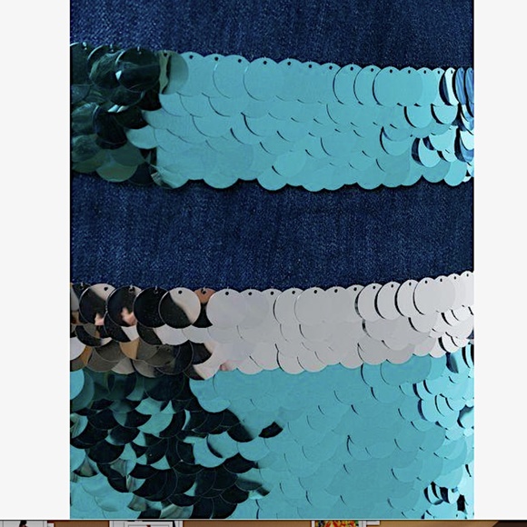 Miu Miu | Skirts | Miu Miu Sequin Embroidered Denim Skirt In Blue ...